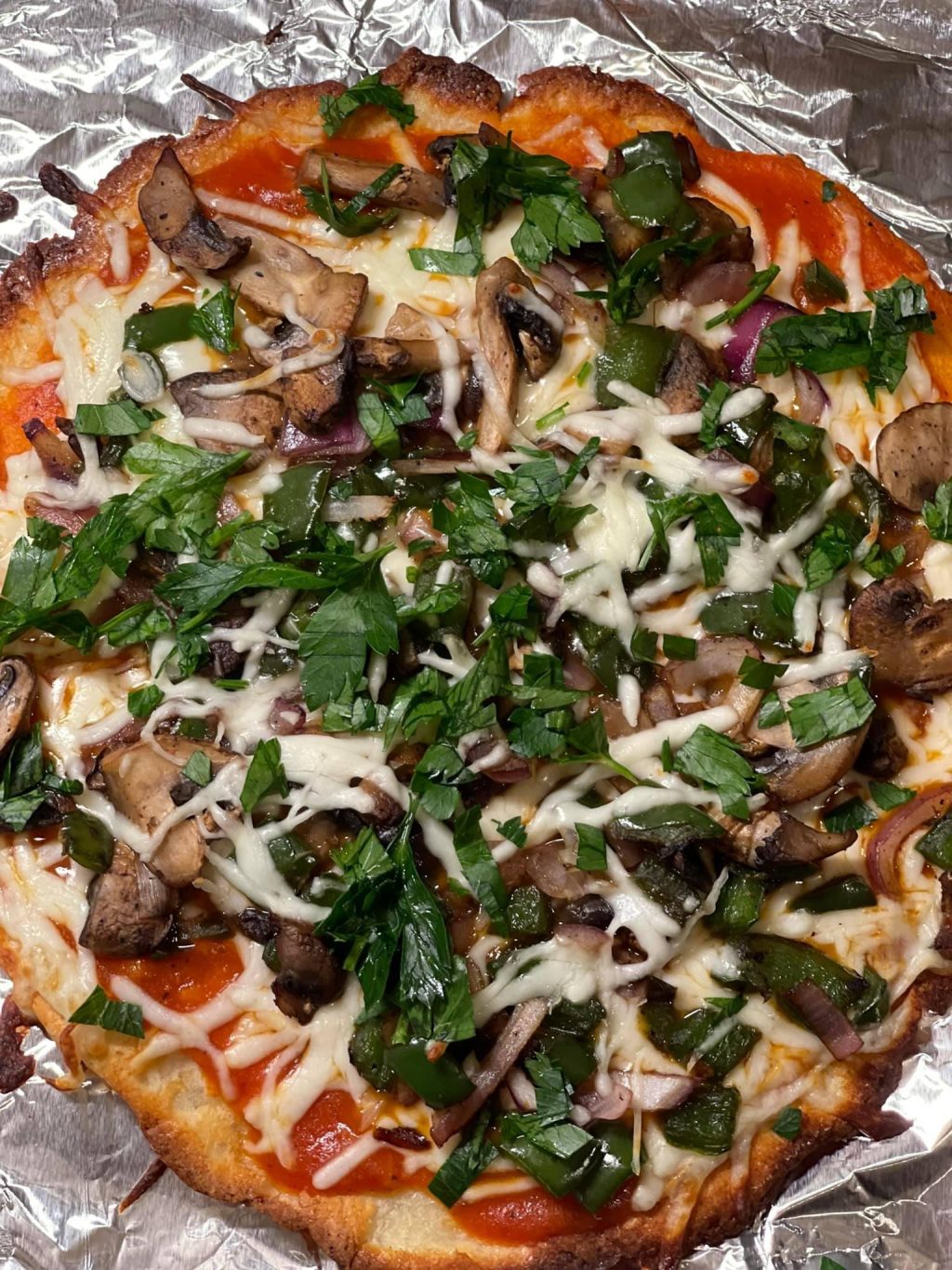 Two ingredient dough Homemade Pizza with all the Toppings Five points ...