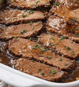 Oven Baked 3-Ingredient Au Jus Roast Beef - All Recipes Club